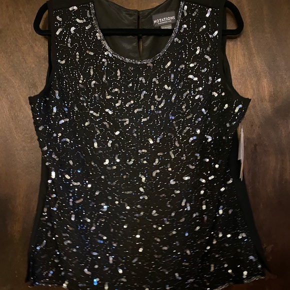 Notations | Tops | Notations Sequin And Bead Embellished Blouse | Poshmark